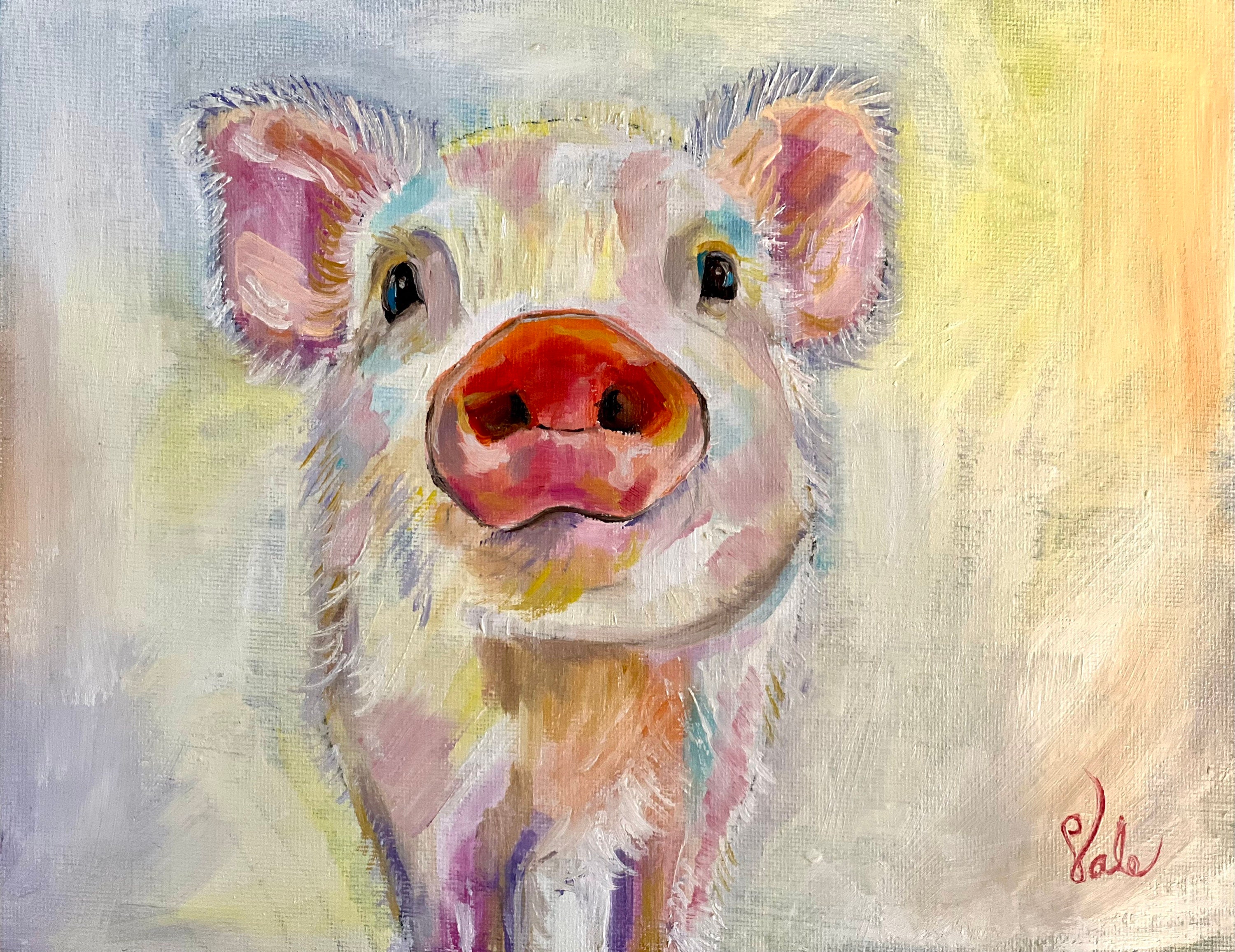Pig Print, Colorful Farm Animal Portrait, 8.5x11" - Etsy