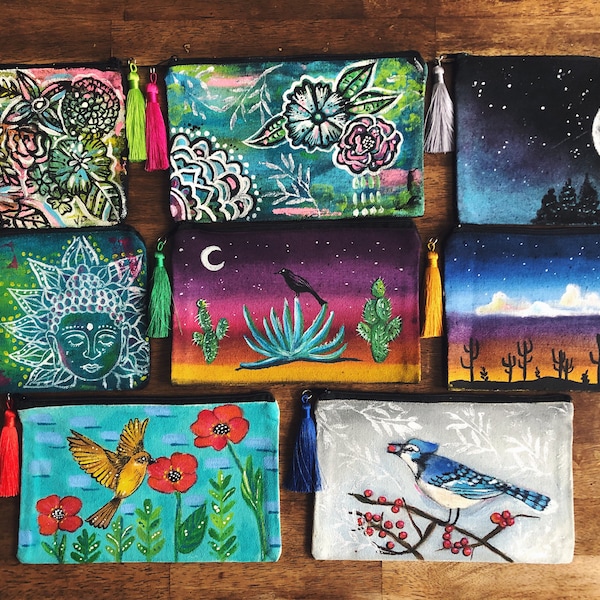 Hand Painted Zipper Pouches - Etsy