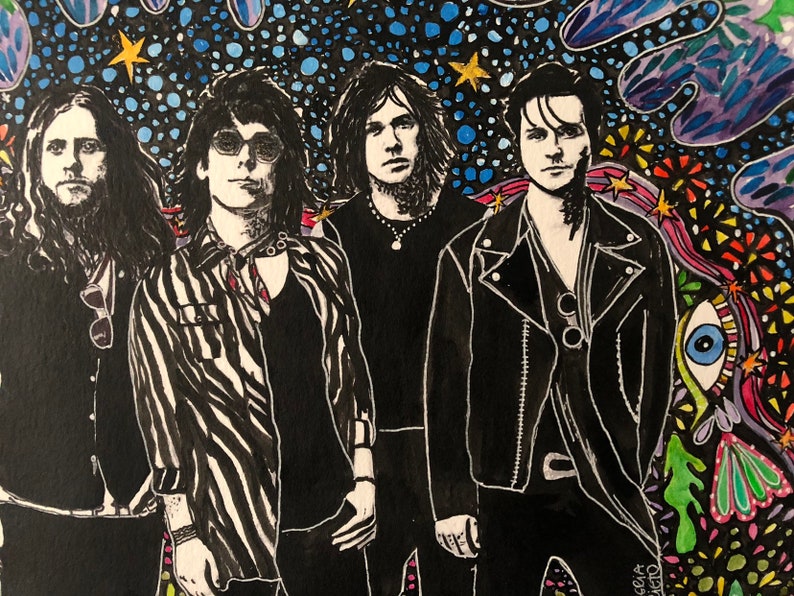 The Struts print ink portrait boys portrait zentangle | Etsy