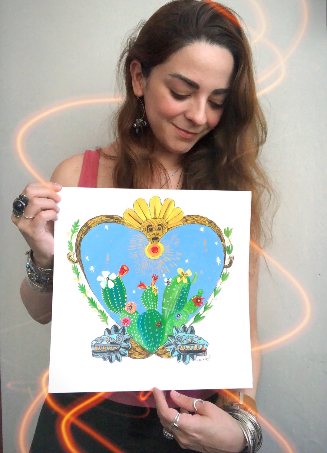 Aztec Heart Quetzalcoatl, Folk Heart, Corazón Mexicano, Mexican Heart ...