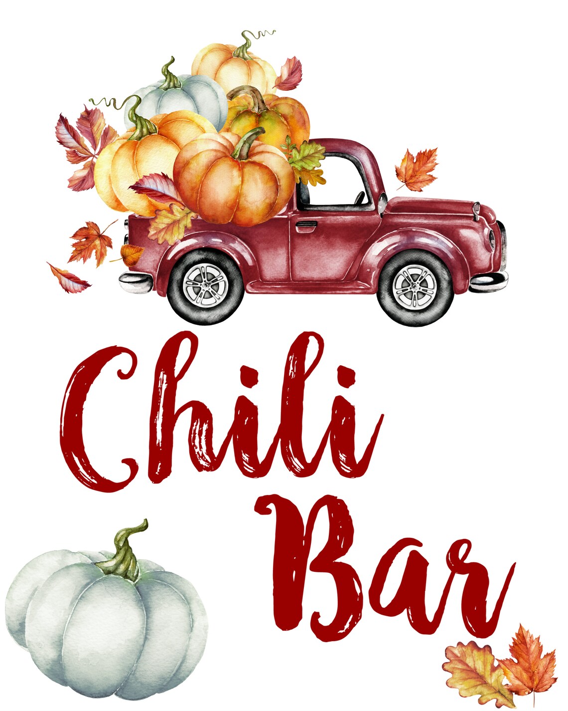 Chili Bar Sign, Food Table Sign, Fall Party Decorations, Pumpkin ...