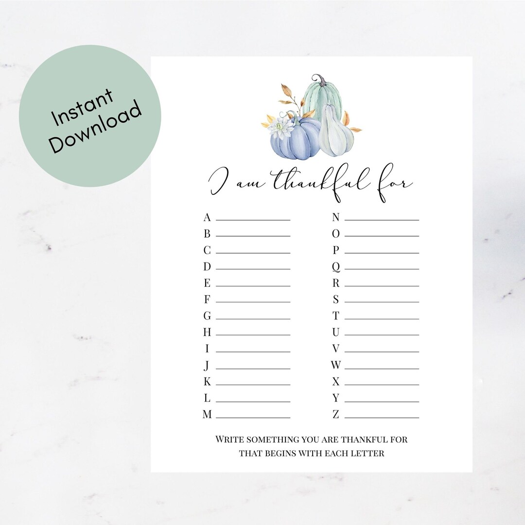 I Am Thankful for Printable, Thankful ABC Game, Thanksgiving Printable ...