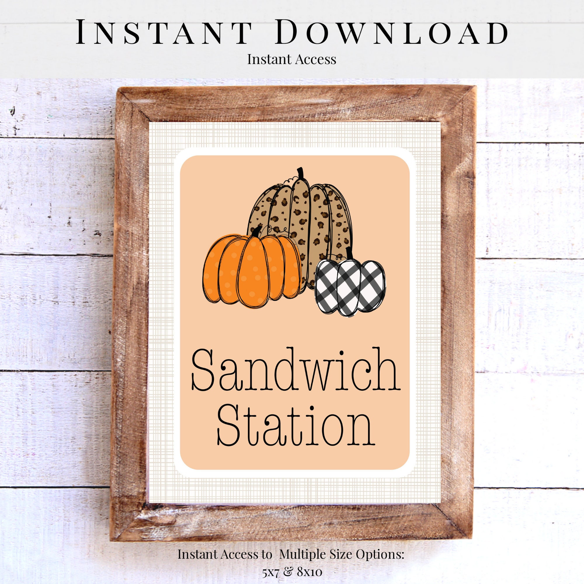 Sandwich Station Sign Printable Food Table Sign Fall Party | Etsy
