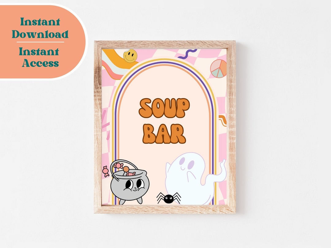 Soup Bar Printable Sign, Food Buffet Sign, Halloween Party Printable ...