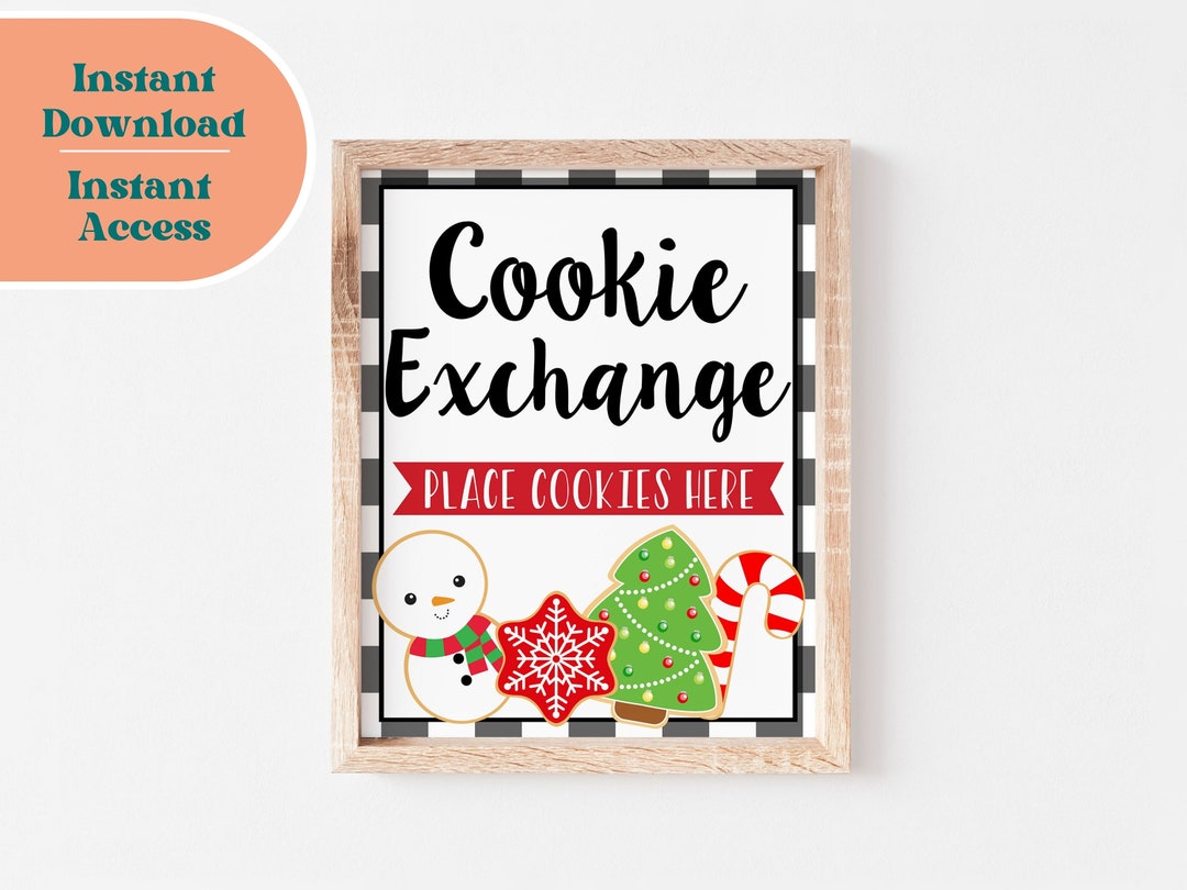 Christmas Cookie Exchange Sign - Cookie Swap Party Decor, Christmas ...