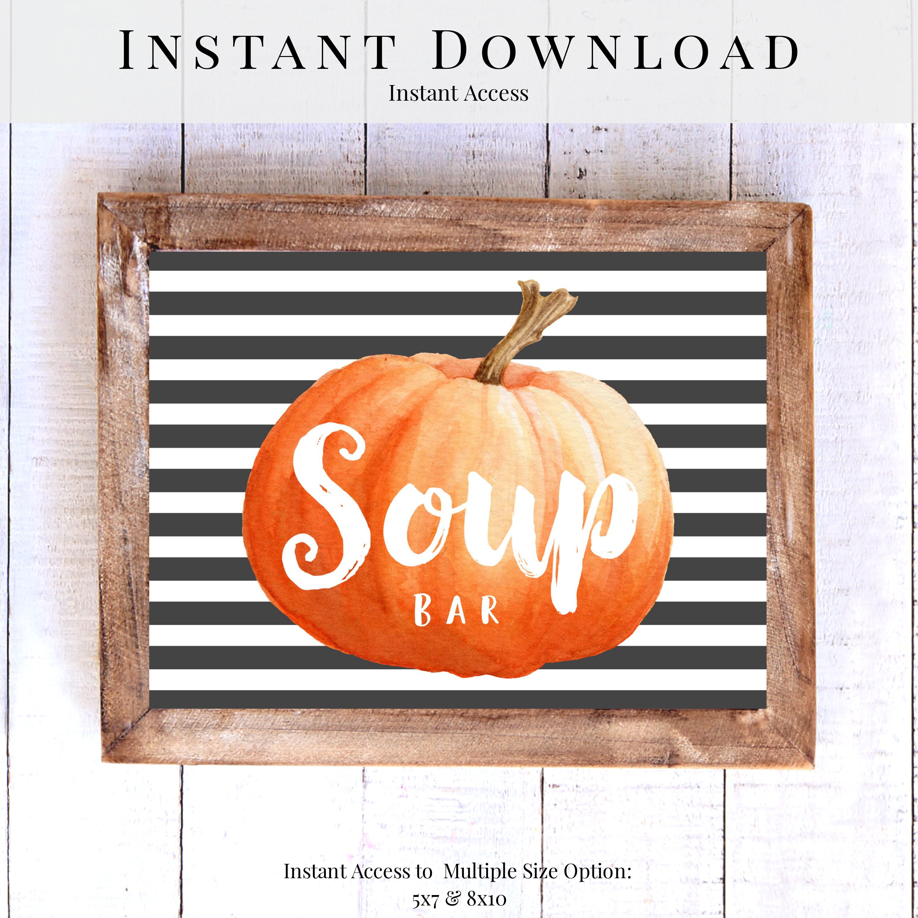Soup Bar Printable Sign Food Table Signs Fall Party Decor | Etsy