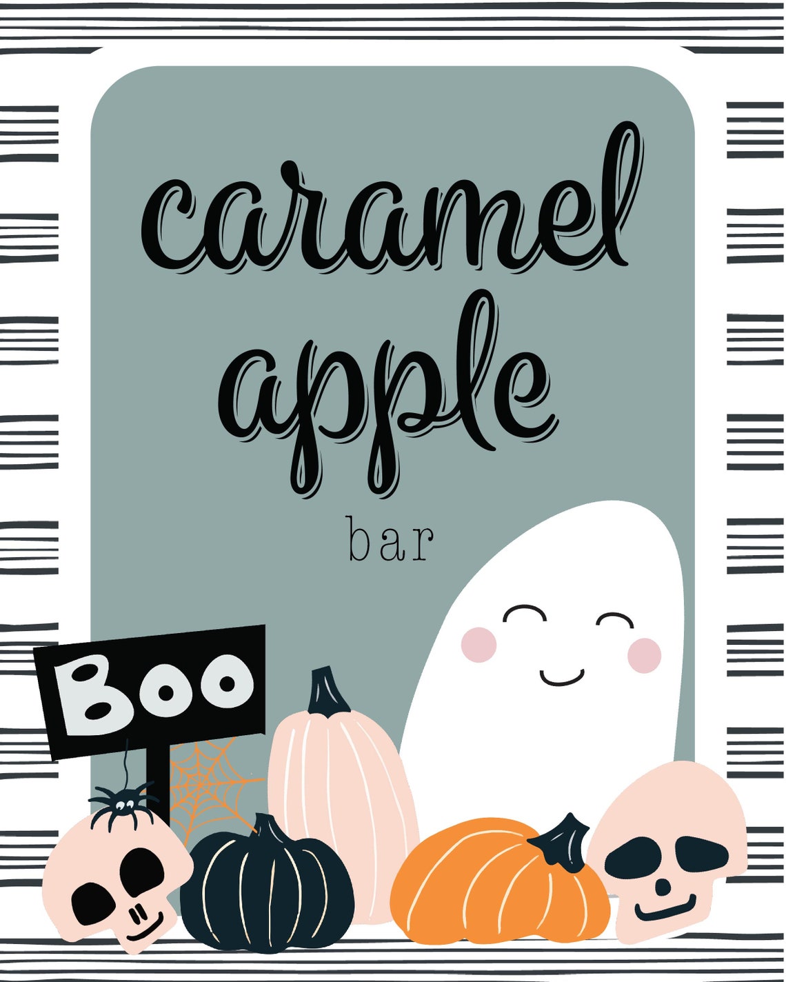 Caramel Apple Bar Sign, Halloween Party Decor, Caramel Apple Printable ...