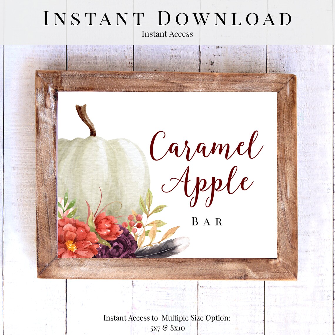 Caramel Apple Bar Sign Fall Party Decorations Thanksgiving - Etsy