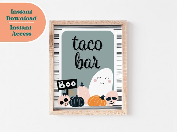 Taco Bar Printable Sign Taco Bar Decor Halloween Party Sign - Etsy