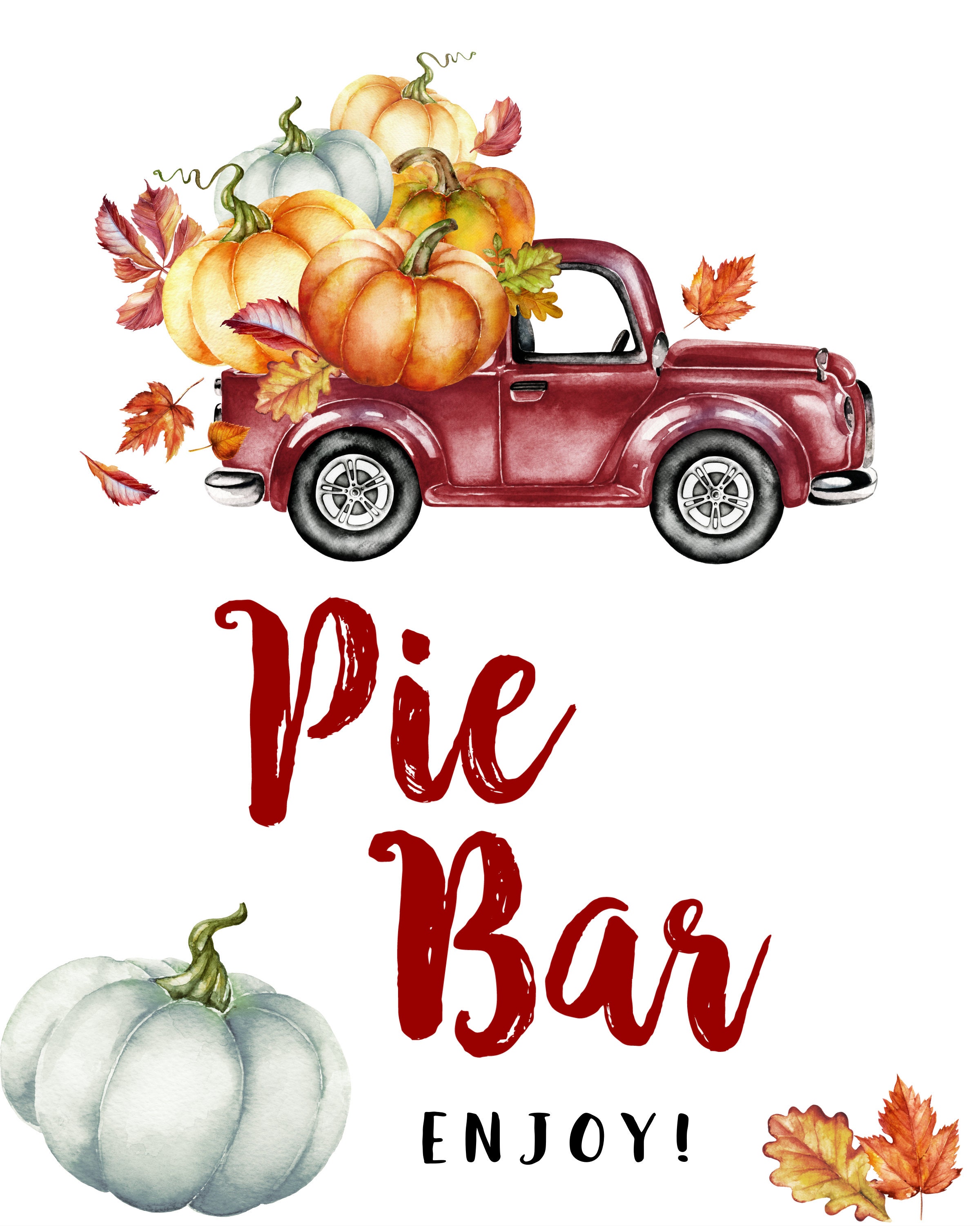 Pie Bar Sign, Dessert Table Printable Sign, Fall Party Printable Sign ...
