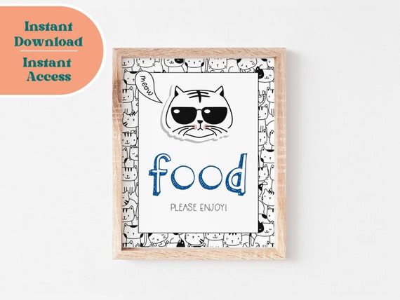 Food Table Sign Cat Birthday Party Sign Printable Food Table - Etsy