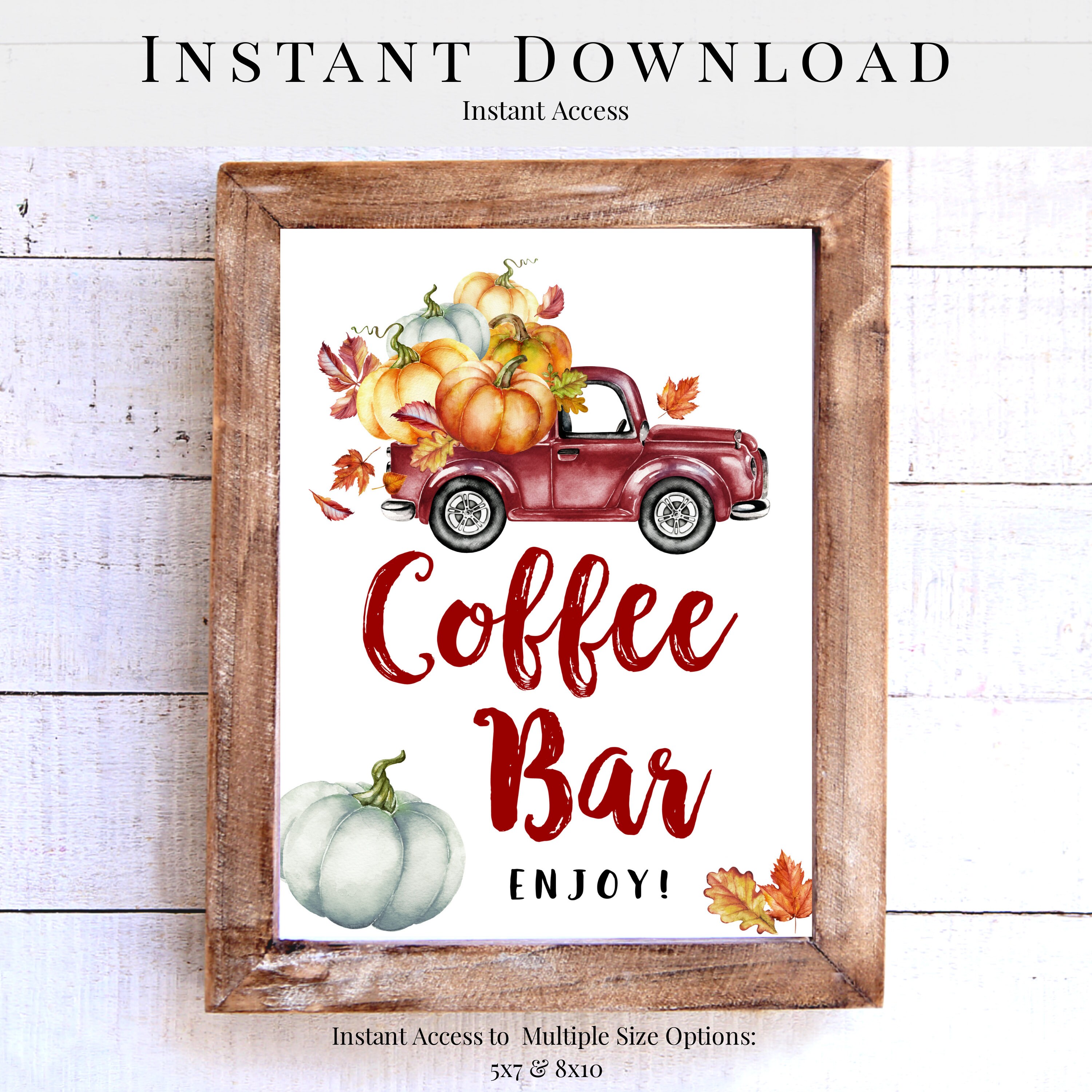Coffee Bar Sign Drink Table Printable Sign Fall Party | Etsy
