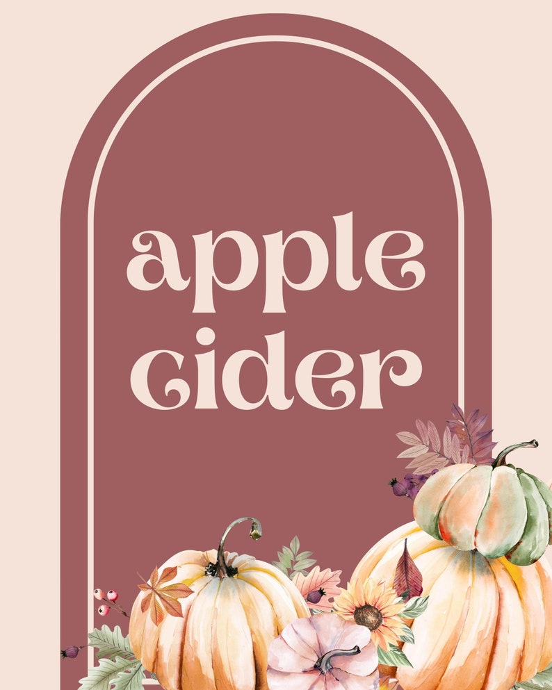 Apple Cider Printable Sign - Baby Shower Pumpkin Sign, Bridal Shower ...
