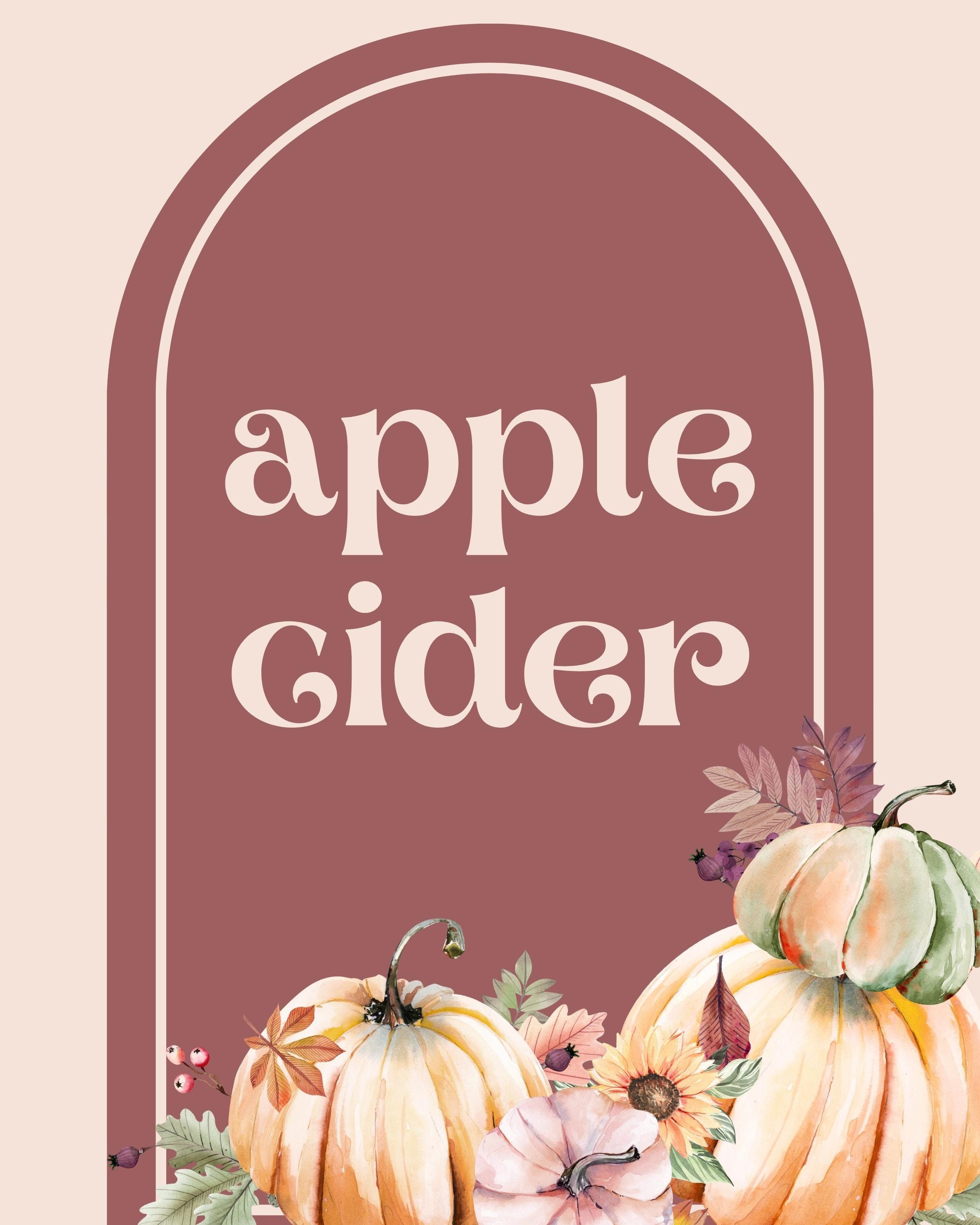 Apple Cider Printable Sign Baby Shower Pumpkin Sign Bridal - Etsy