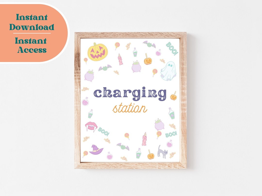 Charging Station Printable Sign, Phone Charging Station Sign, Charging ...