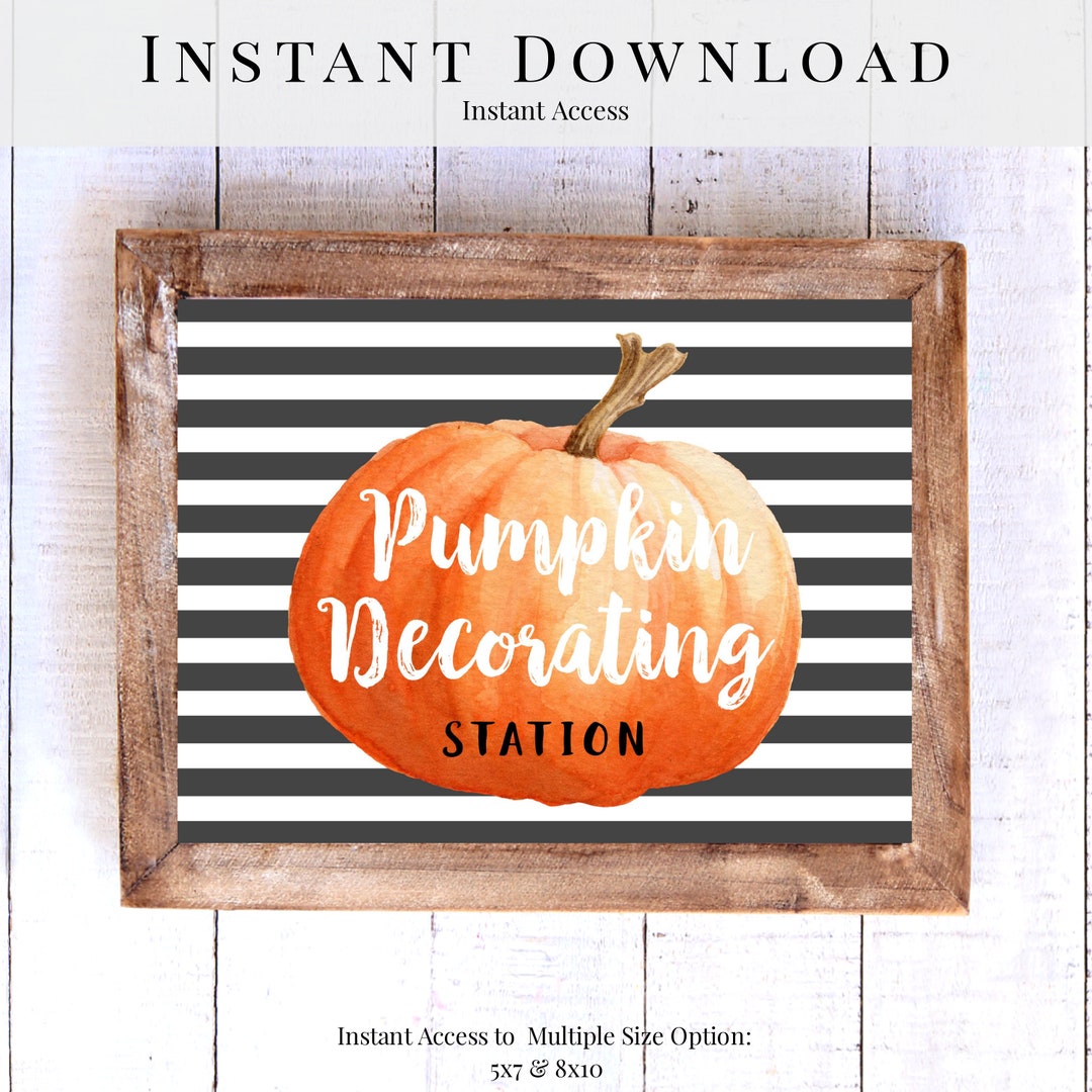 Pumpkin Decorating Station Printable Sign - Drink Table Signs, Fall ...