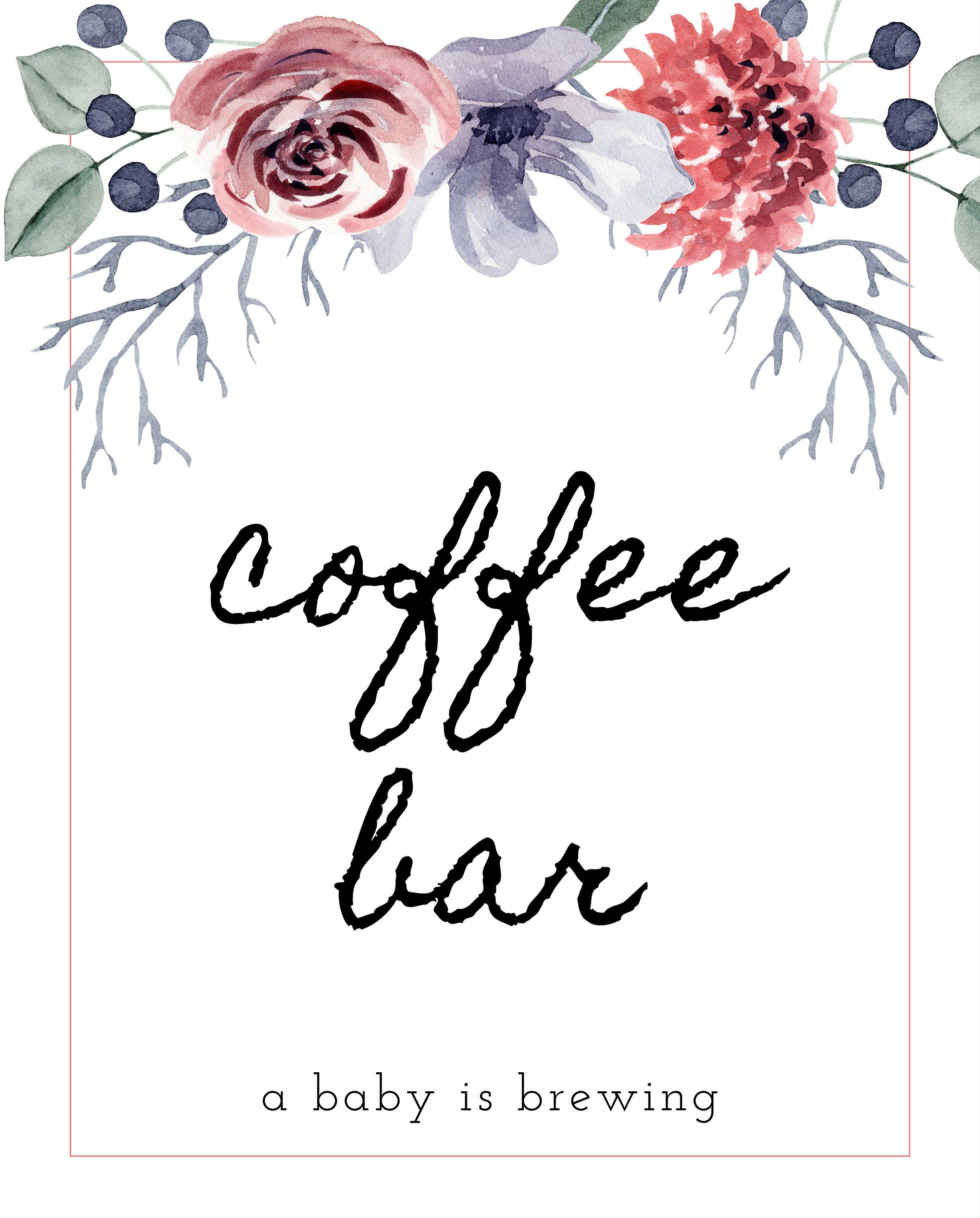 Coffee Bar Sign Printable, Baby Shower Coffee Bar Sign, A Baby is ...