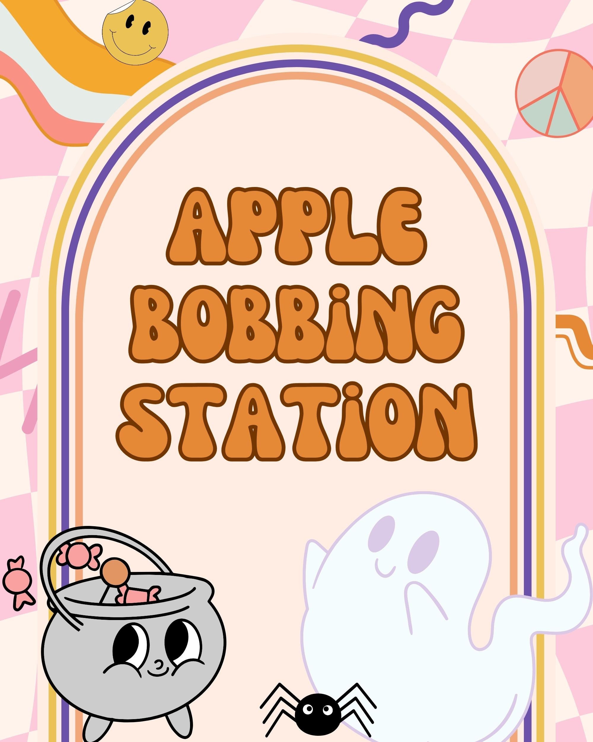 Apple Bobbing Station Printable Sign, Halloween Party Printable ...