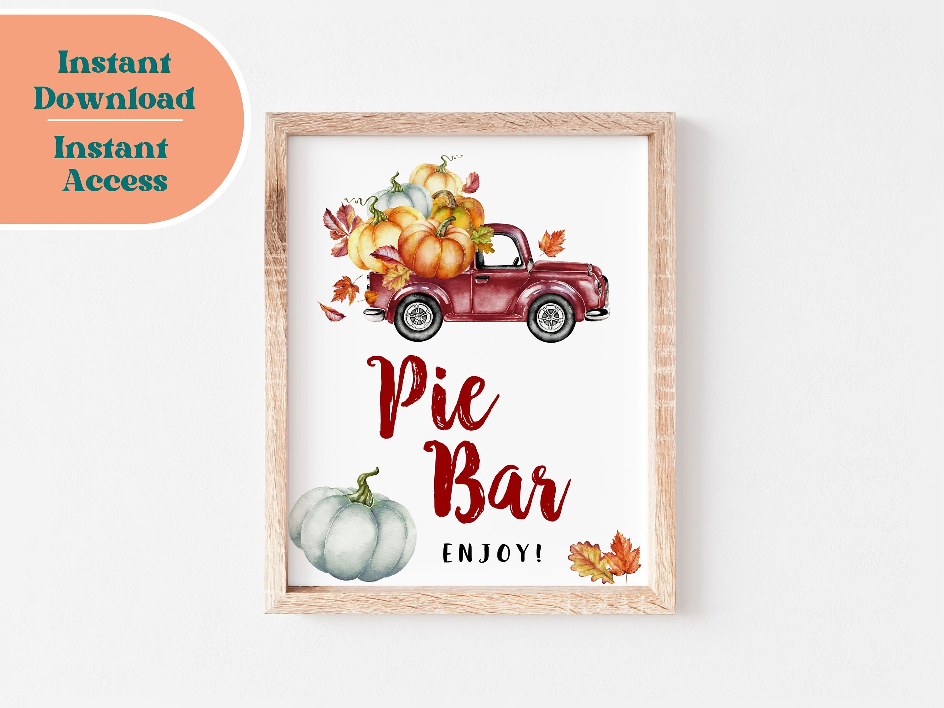 Pie Bar Sign, Dessert Table Printable Sign, Fall Party Printable Sign ...