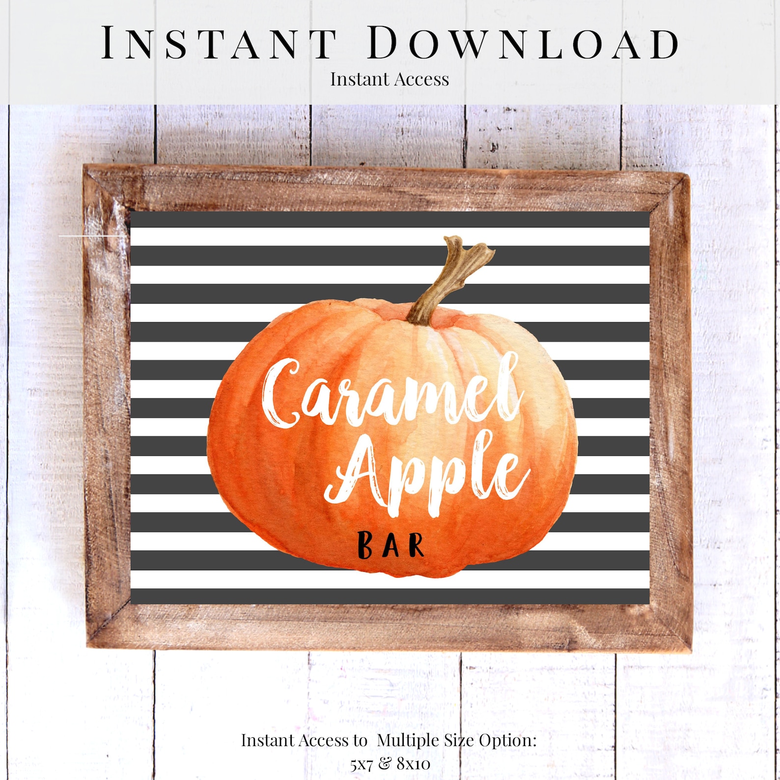 Caramel Apple Bar Sign - Food Table Signs, Autumn Party Decor, Pumpkin ...