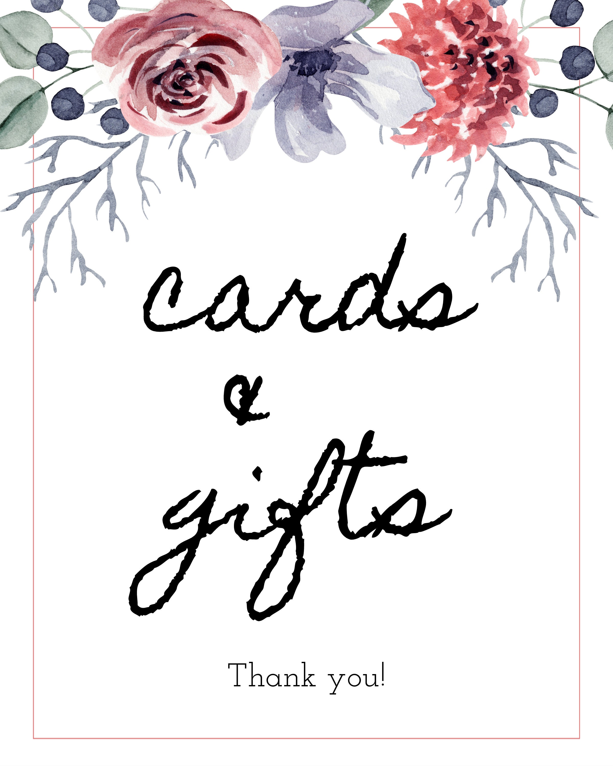 Printable Gift Table Sign Cards and Gifts Sign Gift Sign for | Etsy