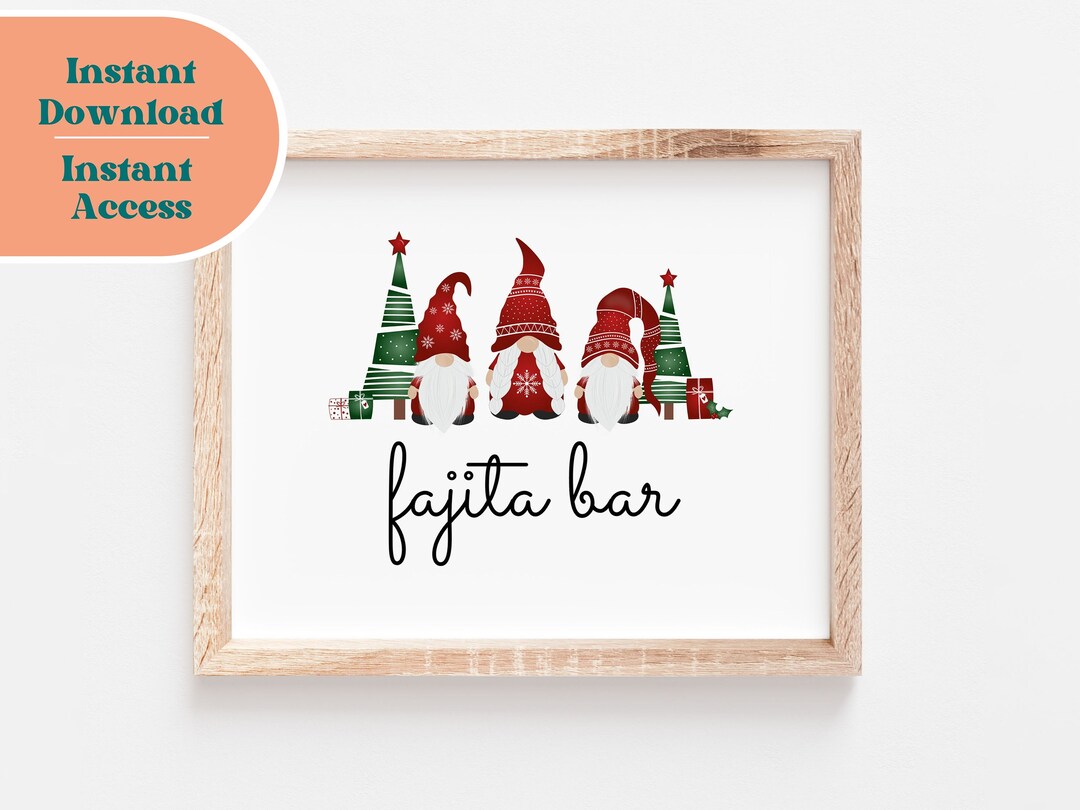 Fajita Bar Printable Sign, Holiday Dinner Party Buffet Sign, Christmas ...