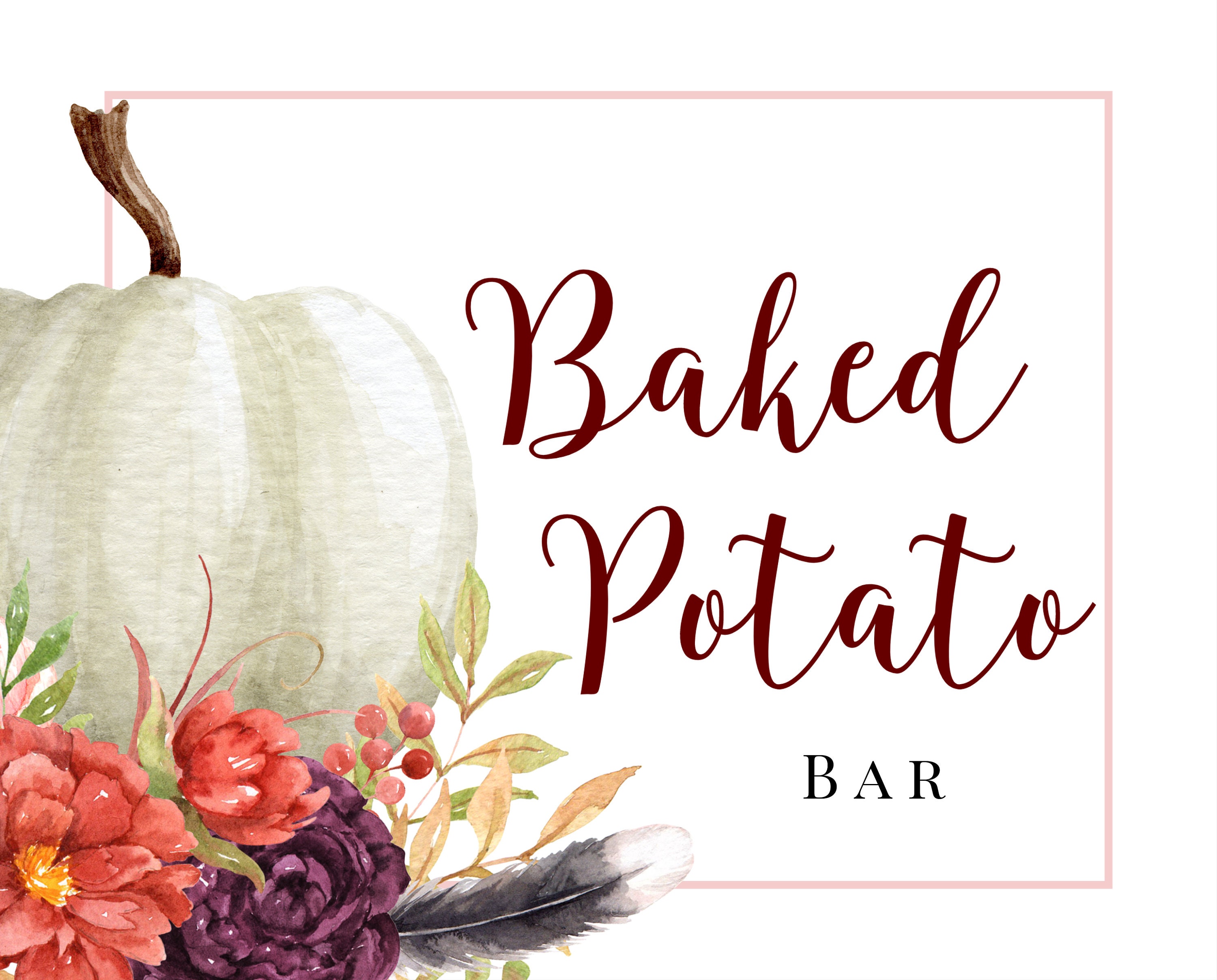 Baked Potato Bar Printable Sign Fall Party Decorations Etsy