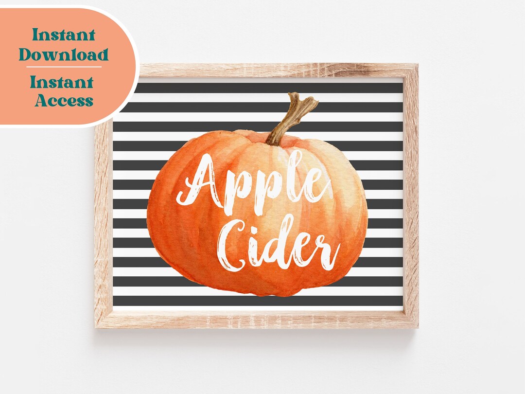 Apple Cider Printable Sign - Drink Table Signs, Fall Party Decor ...