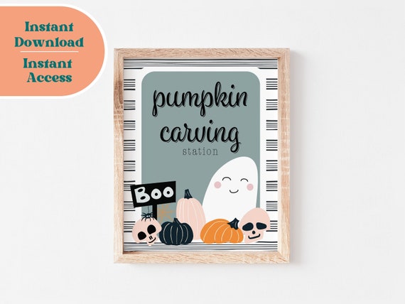 Pumpkin Carving Sign Printable Pumpkin Party Sign Halloween - Etsy