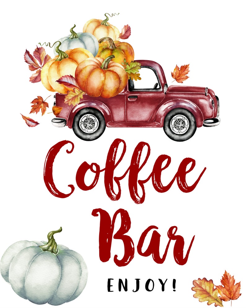 Coffee Bar Sign, Drink Table Printable Sign, Fall Party Printable Sign ...