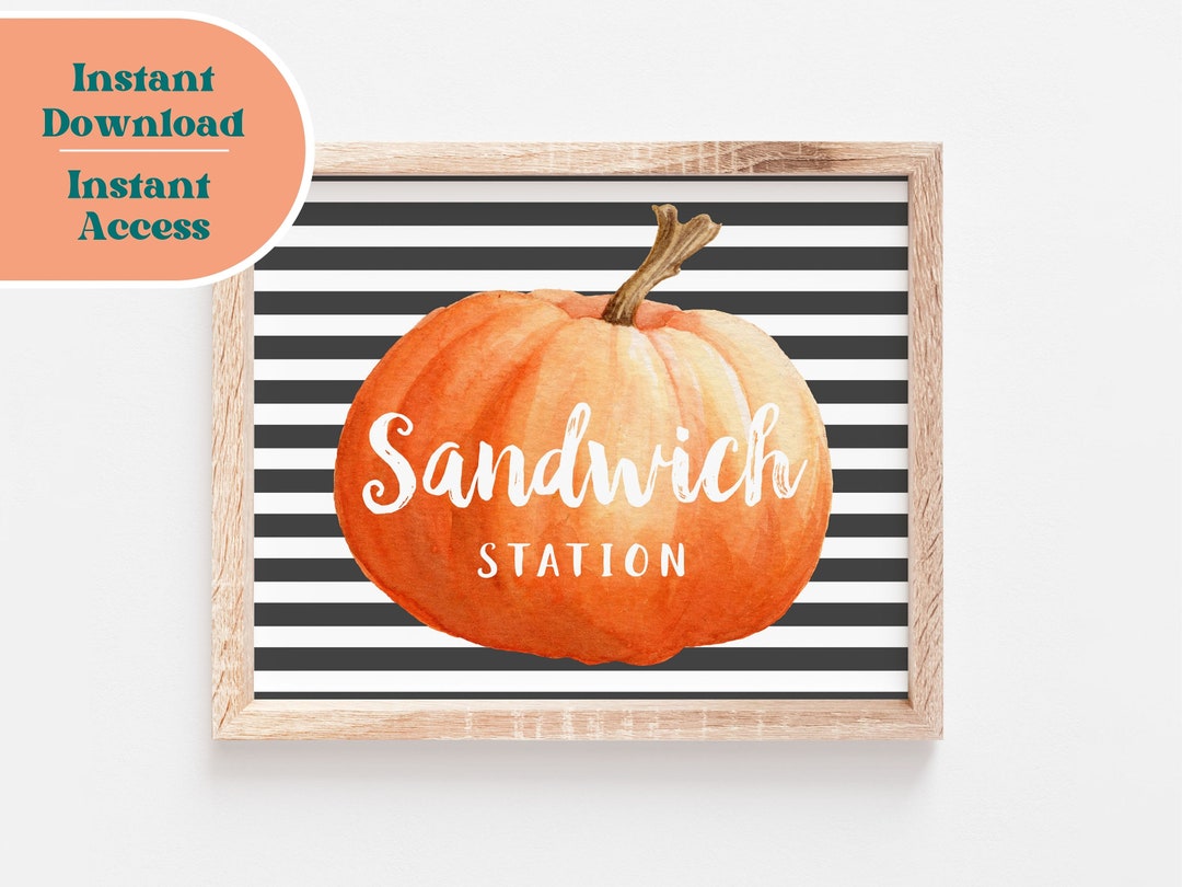 Sandwich Station Sign - Printable Sandwich Bar Sign, Fall Party ...