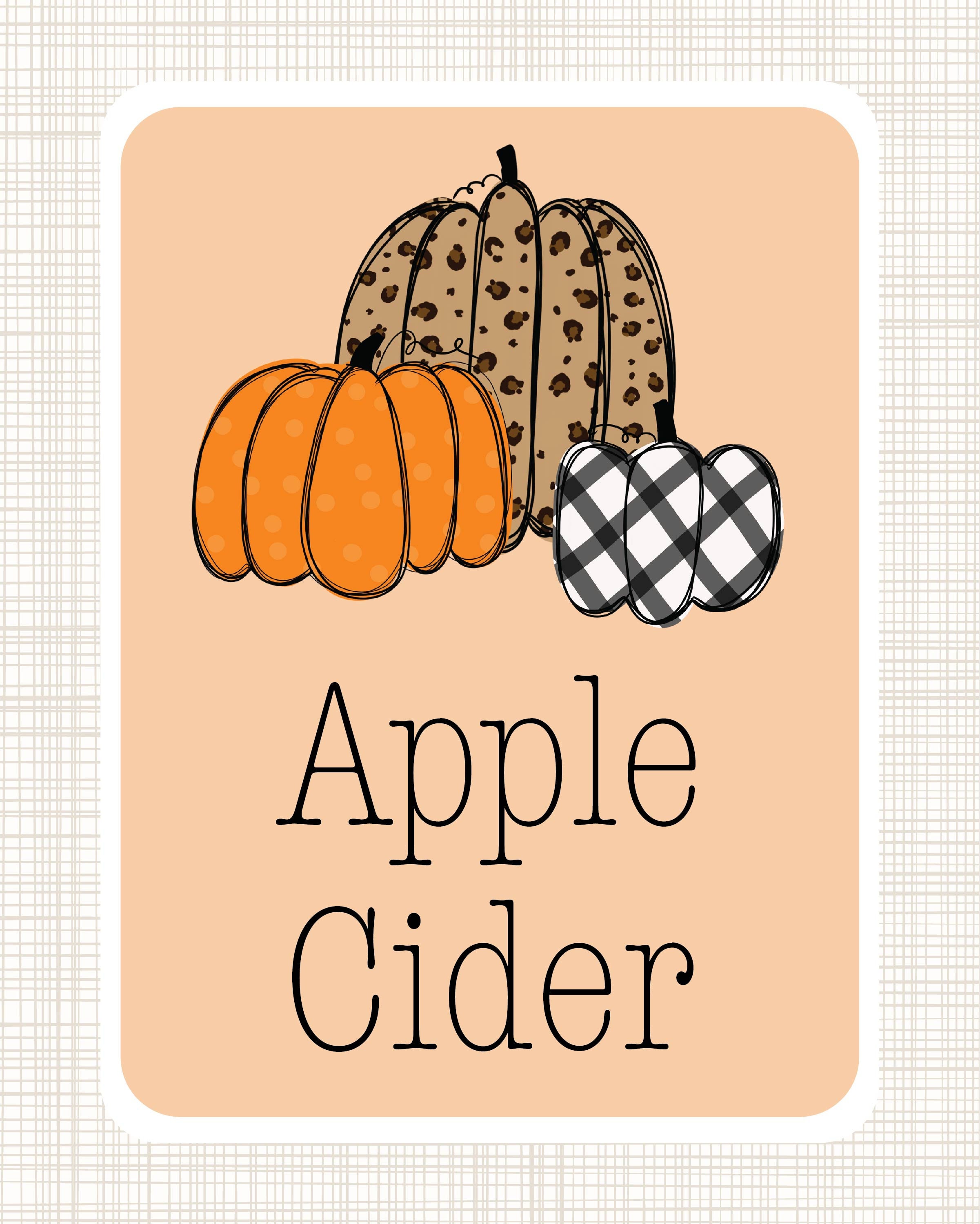 Apple Cider Printable Sign - Drink Table Signs, Fall Party Decor ...