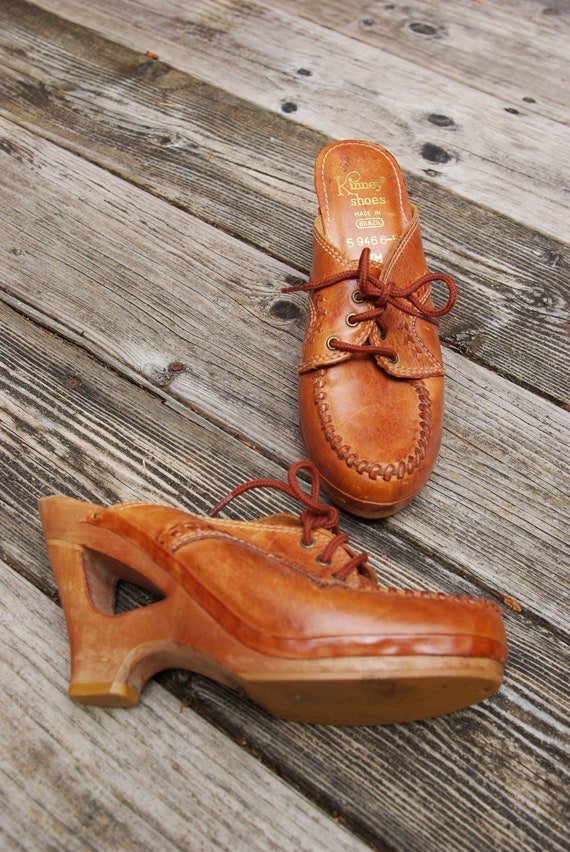 Cutout Platform Clogs Kinney 70s High Heel Mules Wood… - Gem