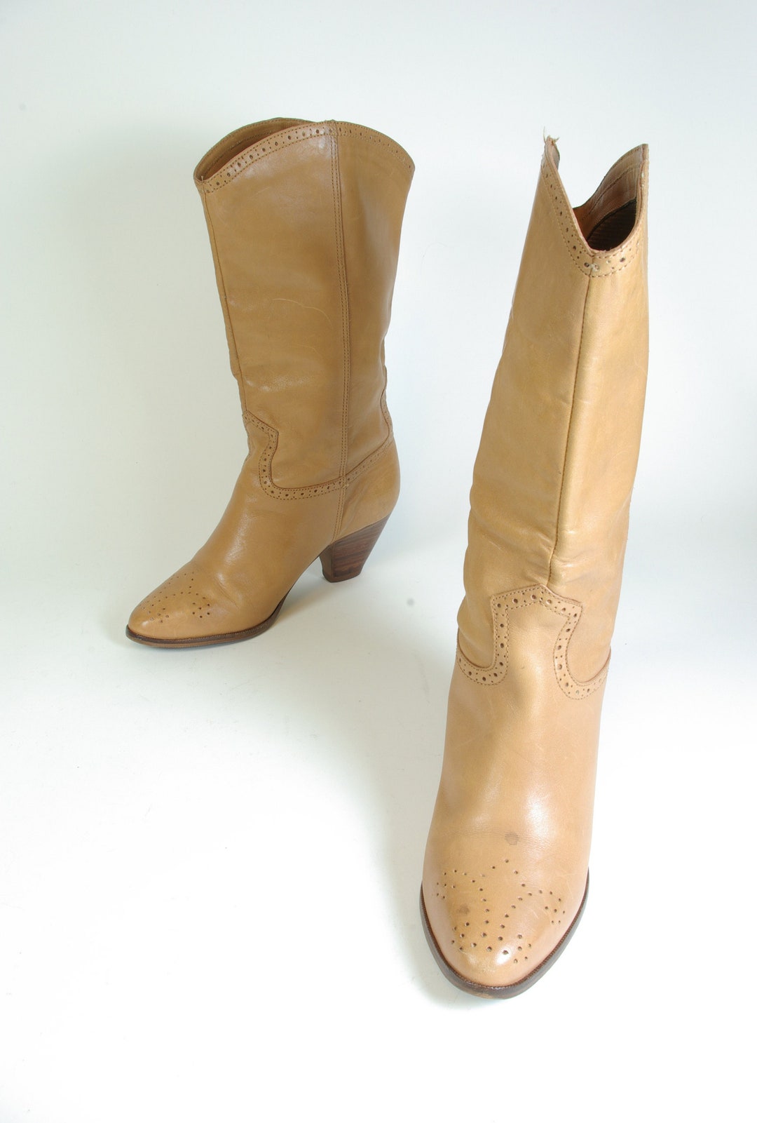 80s Light Tan Soft Leather 80s High Heel Size 6 US/36 EUR/3.5 UK Mister ...