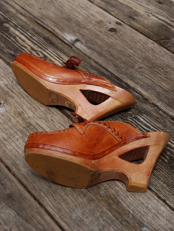 Cutout Platform Clogs Kinney 70s High Heel Mules Wood… - Gem