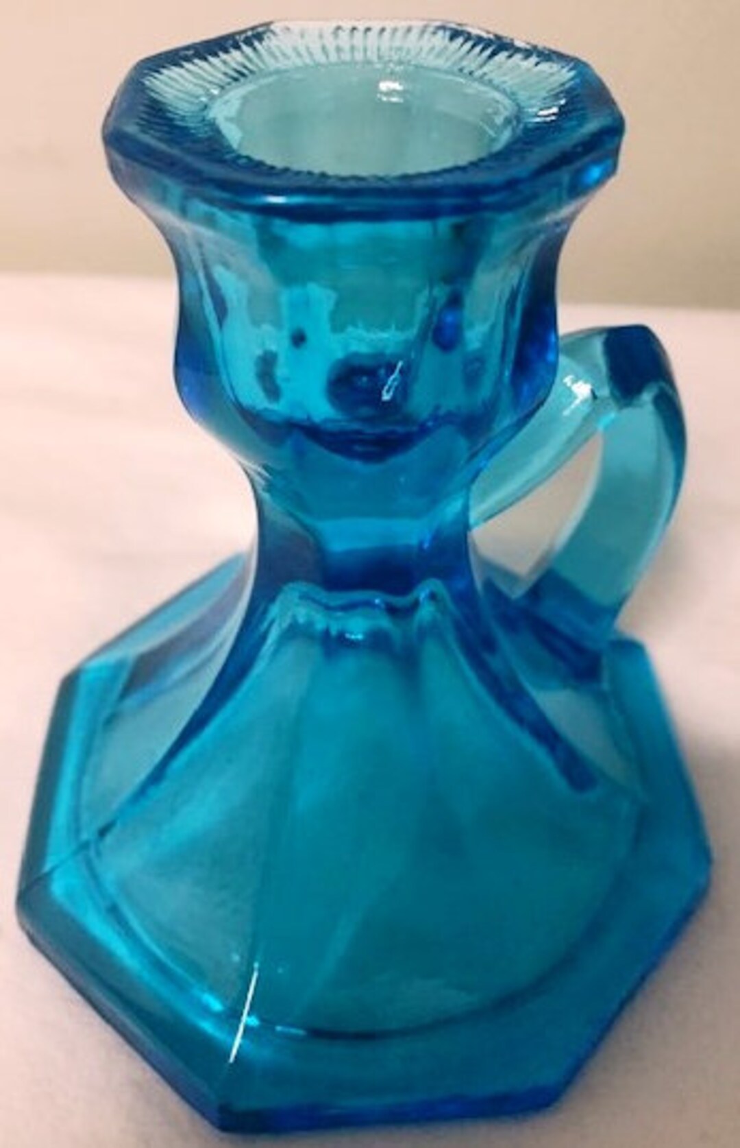 Beautiful Kemple Wheaton Handled Candle Stick Holder - Teal Blue EAPG ...