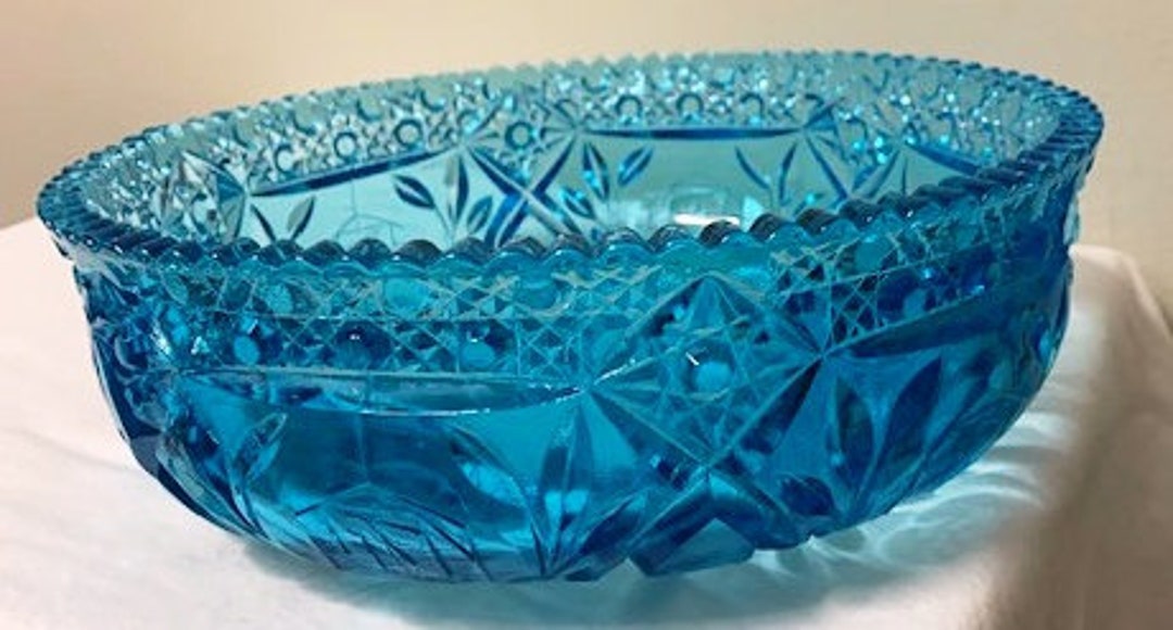 Rare Vintage Wheatonware No. 89 Cane Band and Rose Fruit Bowl - Teal ...