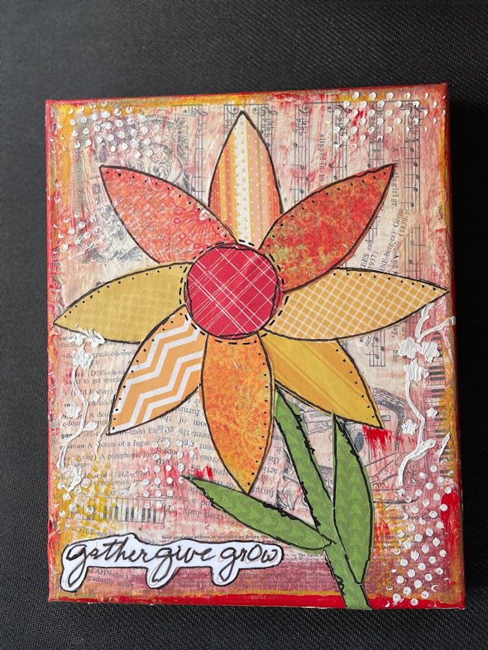 Mixed Media Flower, 8x10 Original Wall Art, Inspirational Collage, - Etsy