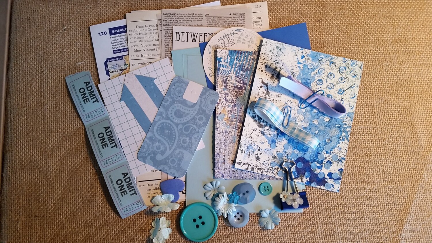 Junk Journal Kit; Scrapbook Kit; Blue Craft Kit; Inspiration Kit; Smash ...