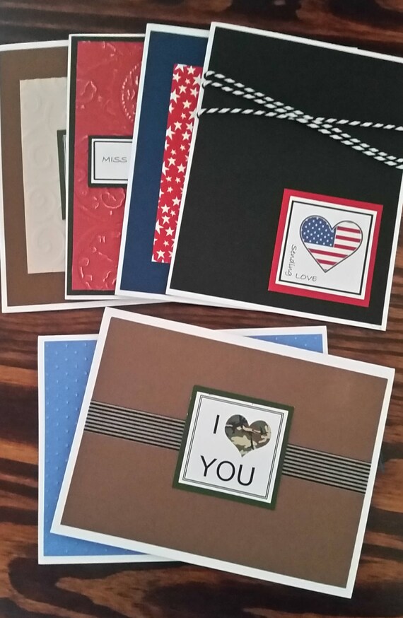 Military Greeting Card Set Camo and Patriotic Handmade Cards | Etsy