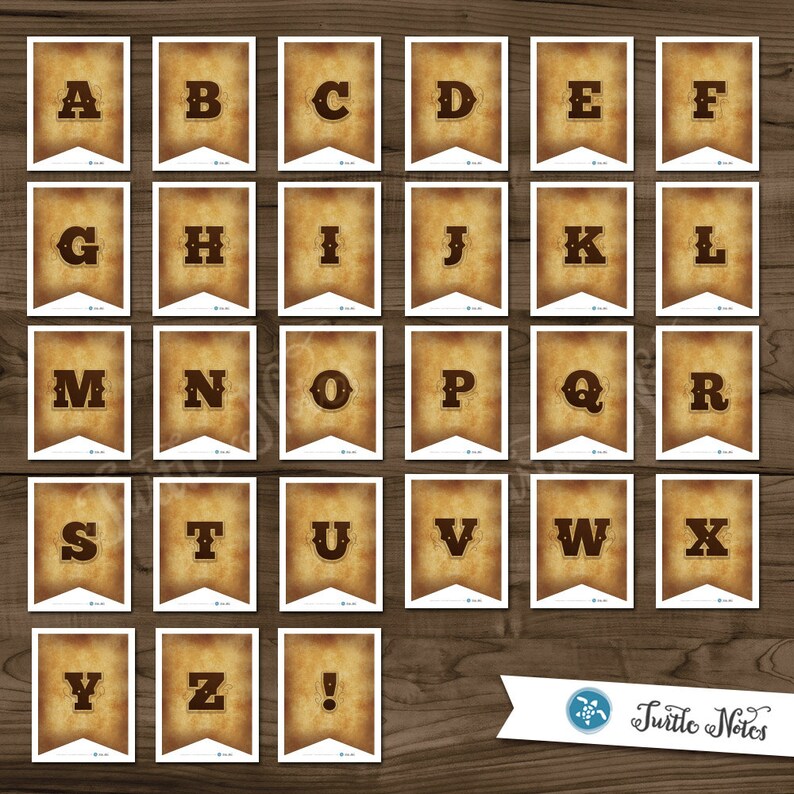 Large Western Themed Banner : Printable Banner All Letters 0-9 Numbers ...