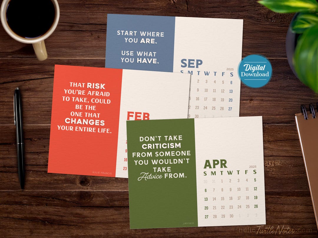 Inspire Your Year Printable 2025 Words of Motivation Wall Calendar ...