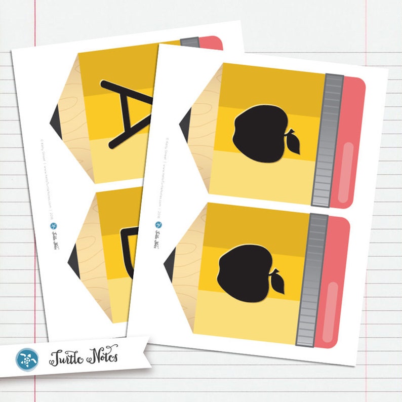 Small Yellow Pencil Back to School : Printable Banner All Letters and 0 ...