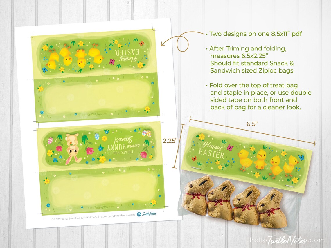 Printable Easter Treat Bag Toppers: Storybook Illustration Bunny ...