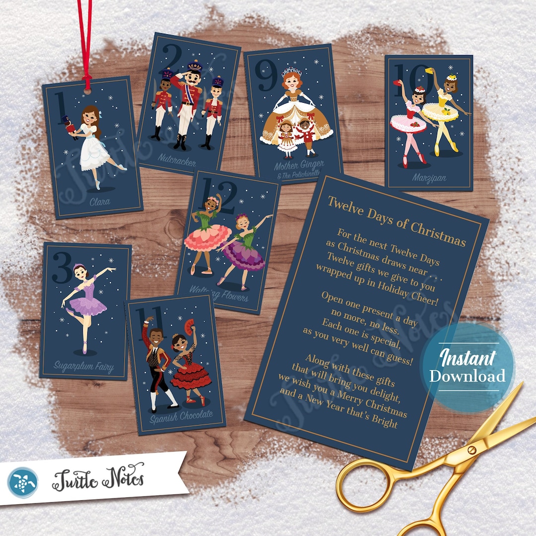 Nutcracker Twelve Days of Christmas Gift Tags With Gift Poem | Digital ...