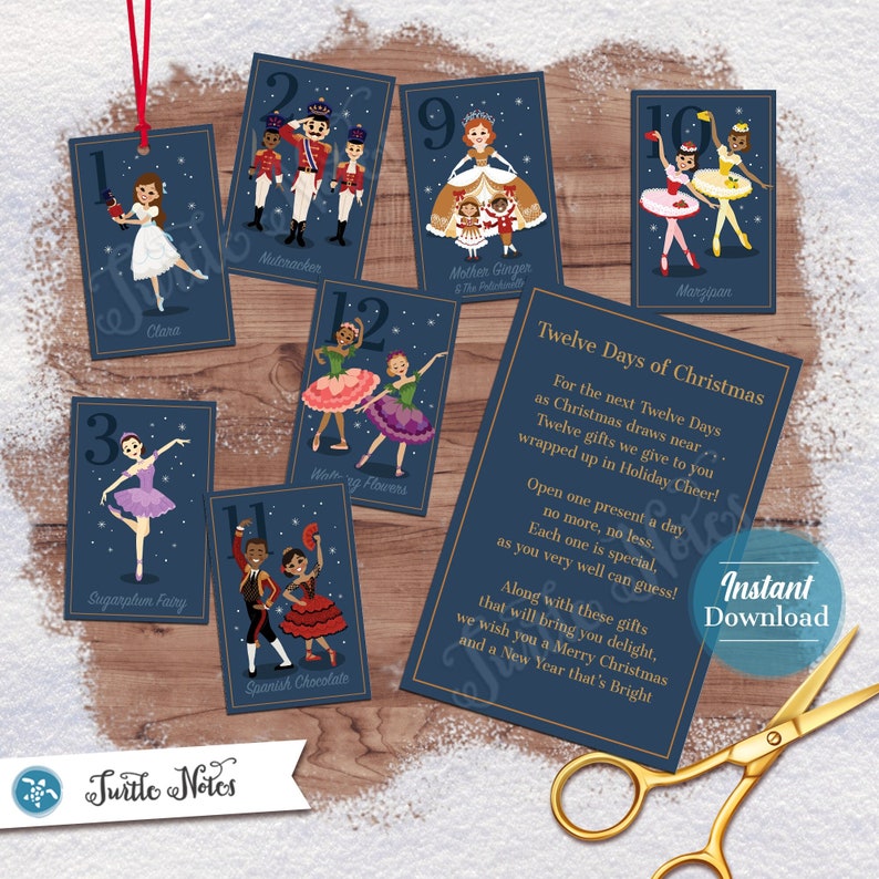 Nutcracker Twelve Days of Christmas Gift Tags With Gift Poem | Digital ...