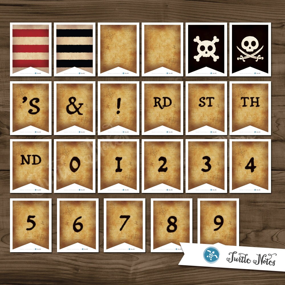 Large Pirate Treasure Map Themed Banner : Printable Banner All Letters ...