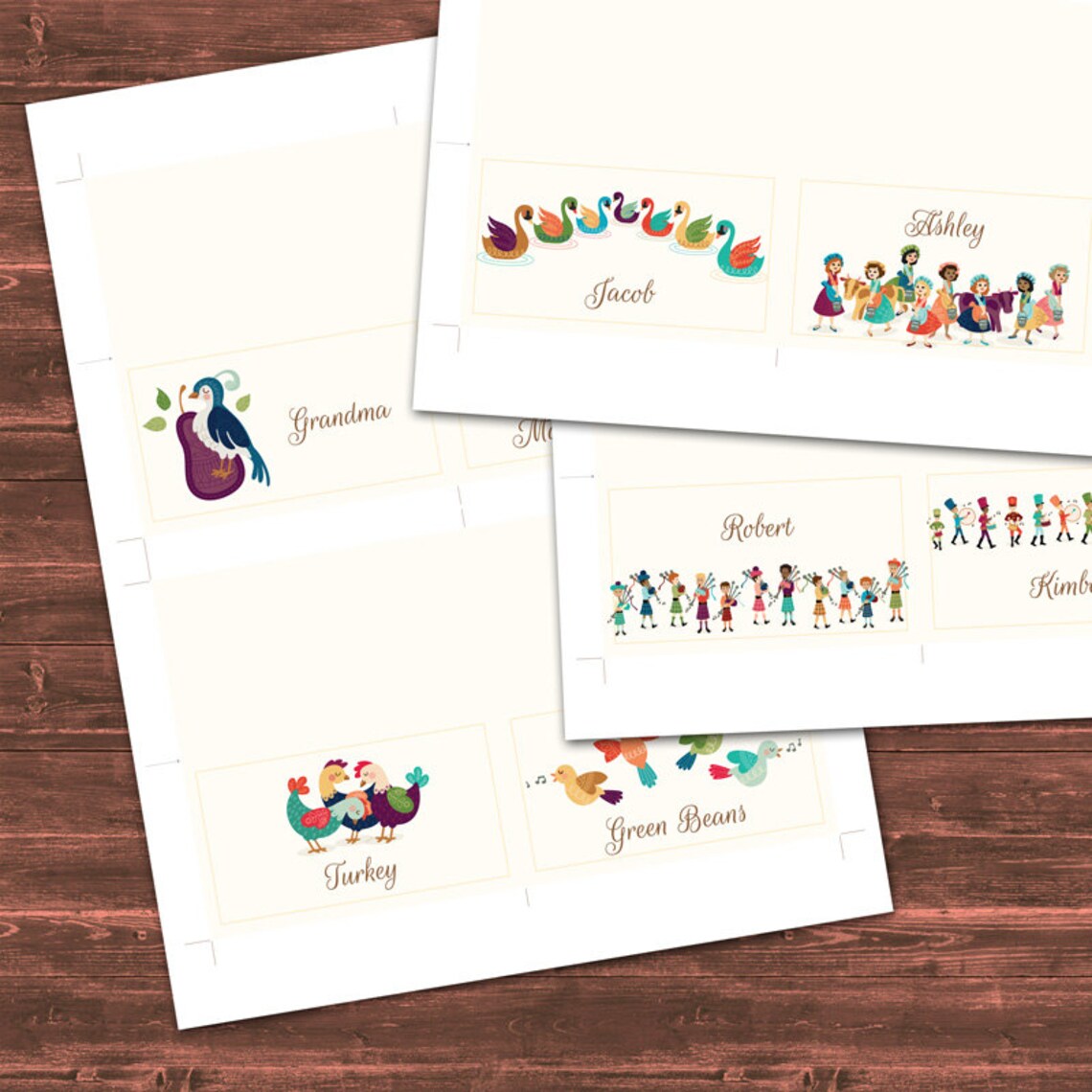 12 Editable Twelve Days of Christmas Place Cards - Etsy