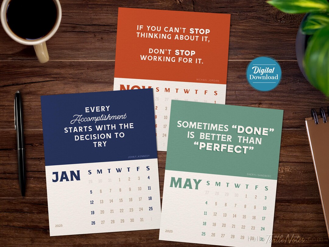 Inspire Your Year Printable 2025 Words of Motivation Wall Calendar ...