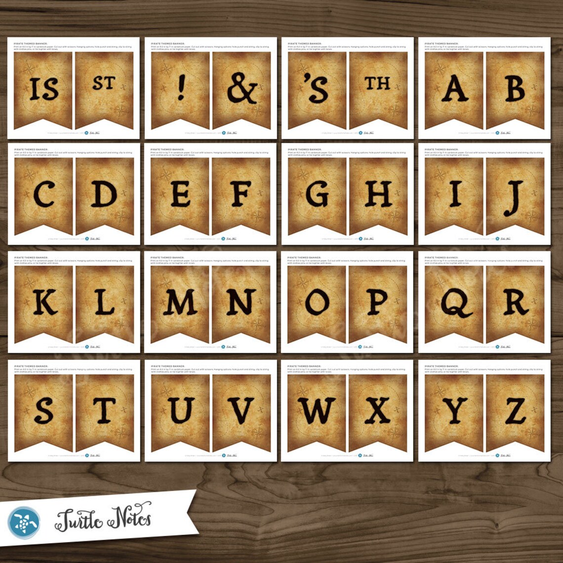 Small Pirate Treasure Map Themed Banner : Printable Banner All Letters ...